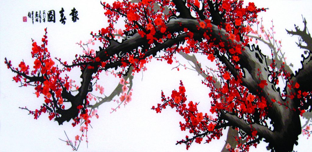 77124 Red Winter Plum Blossoms | silkart
